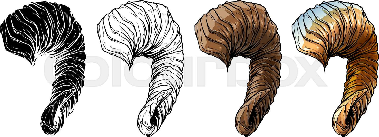 Cartoon big sharp ram horns vector set | Stock vector | Colourbox