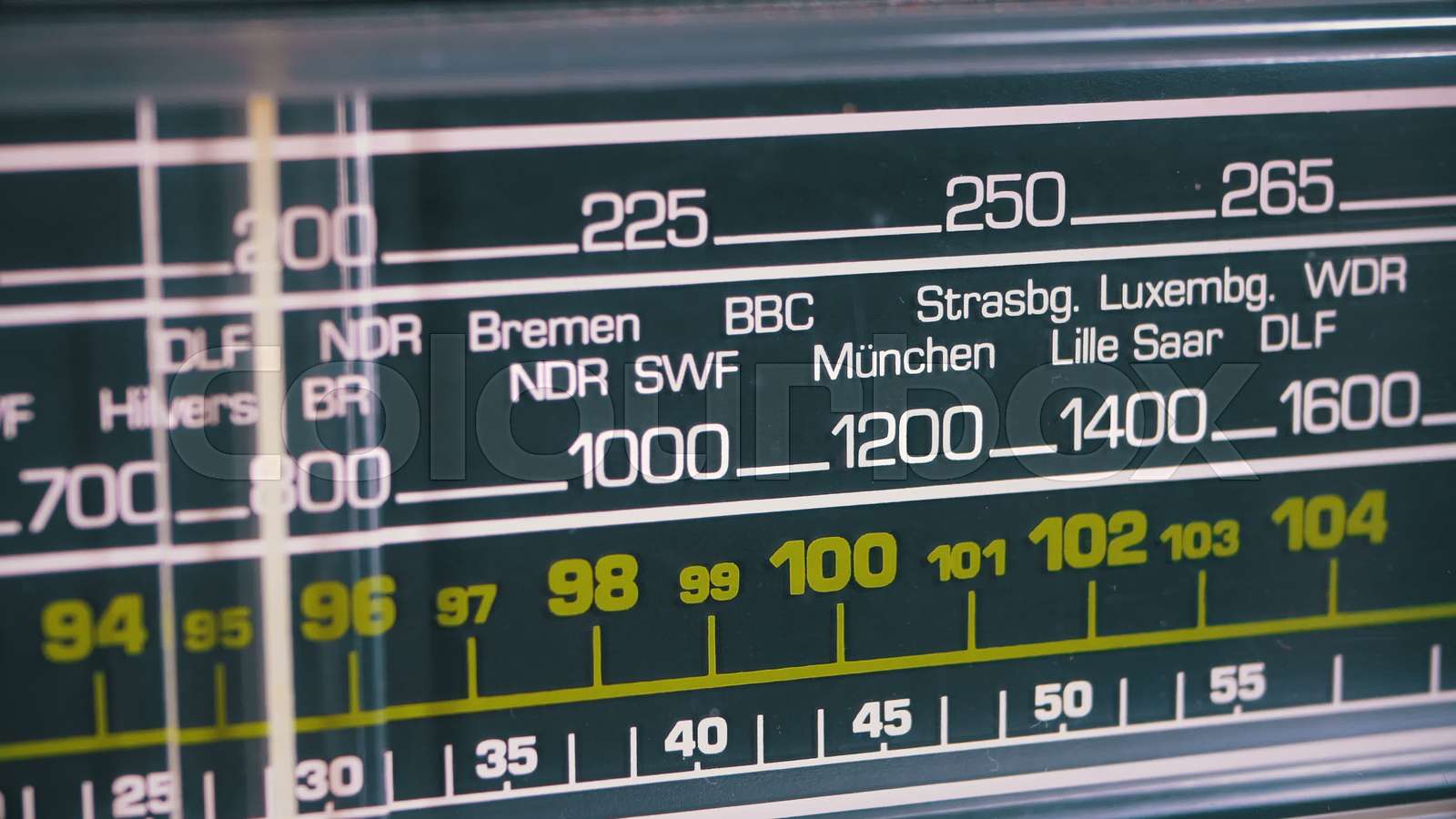 Tuning Analog Radio Dial Frequency On Scale Of The Vintage Receiver Stock Video Colourbox