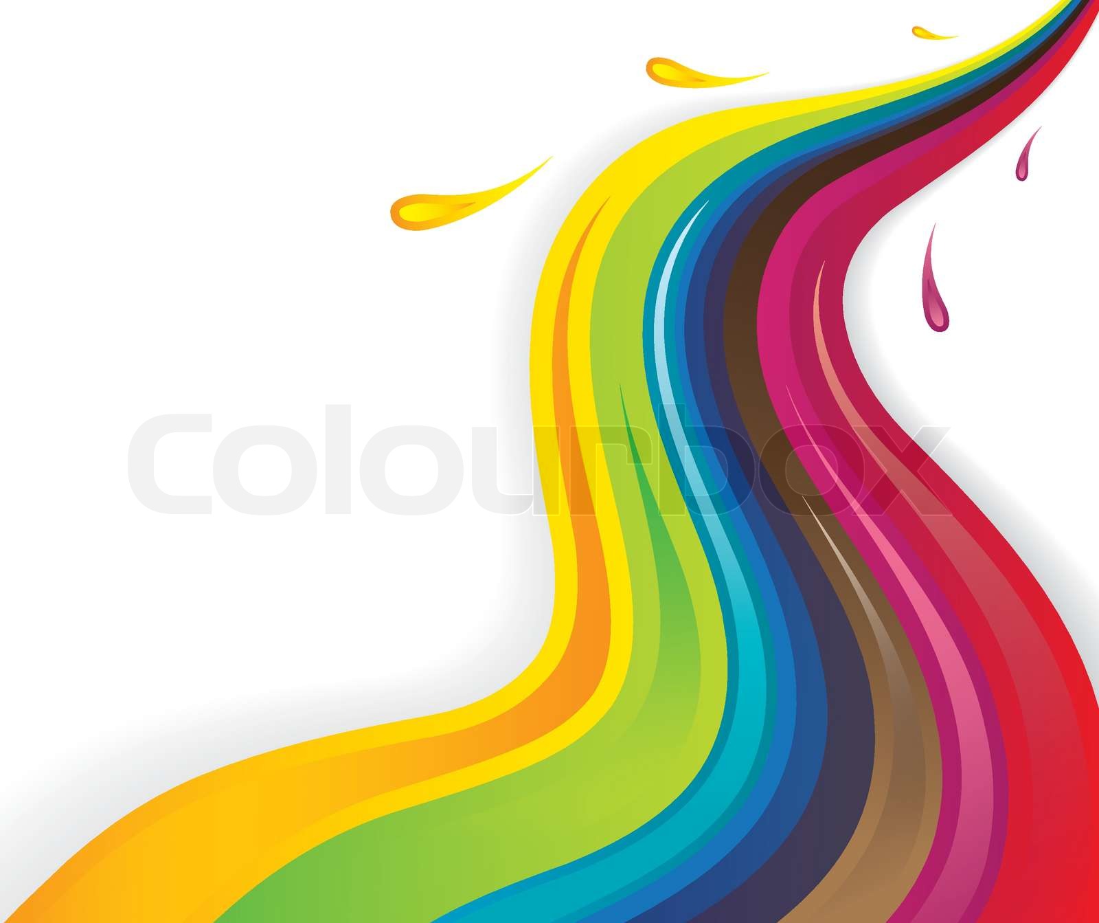 Colorful splash rainbow colors of watery liquids flowing in wavy ...