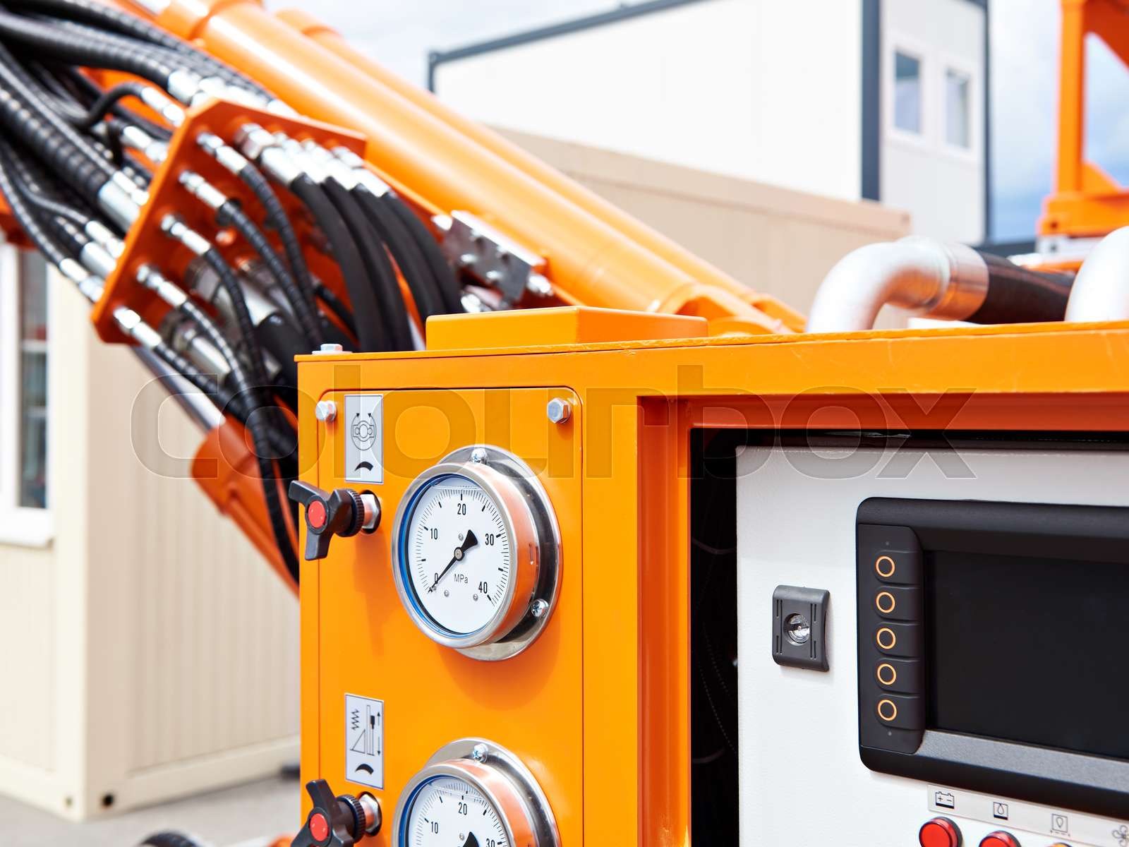 Control panel hydraulic system with manometer | Stock image | Colourbox