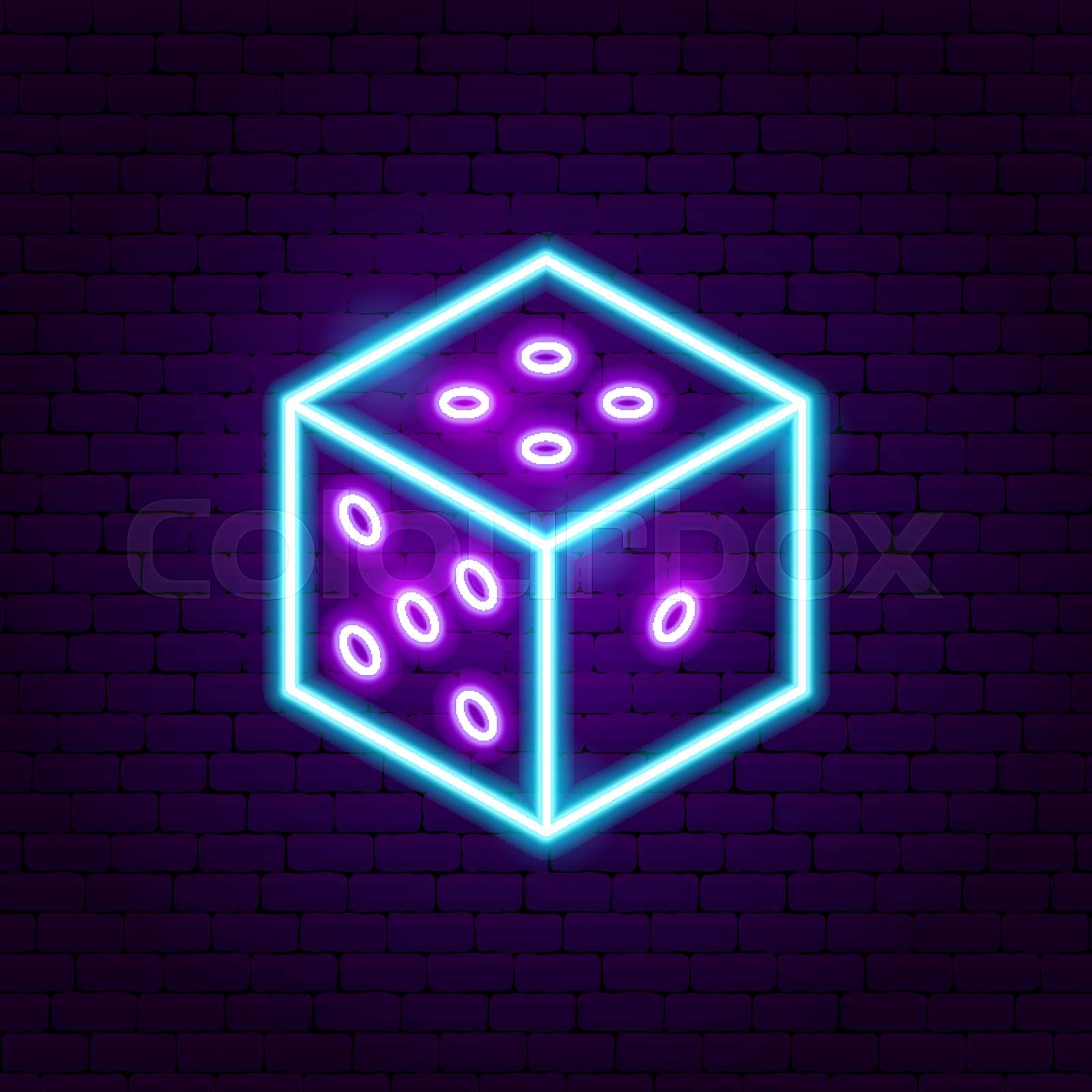 Dice Neon Sign | Stock vector | Colourbox