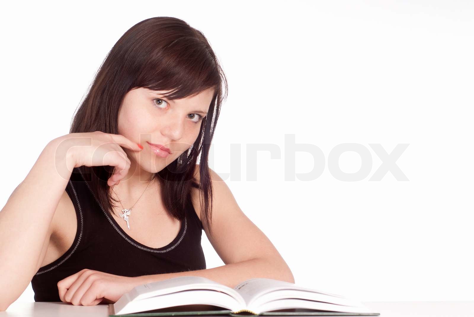 cute girl reading | Stock image | Colourbox