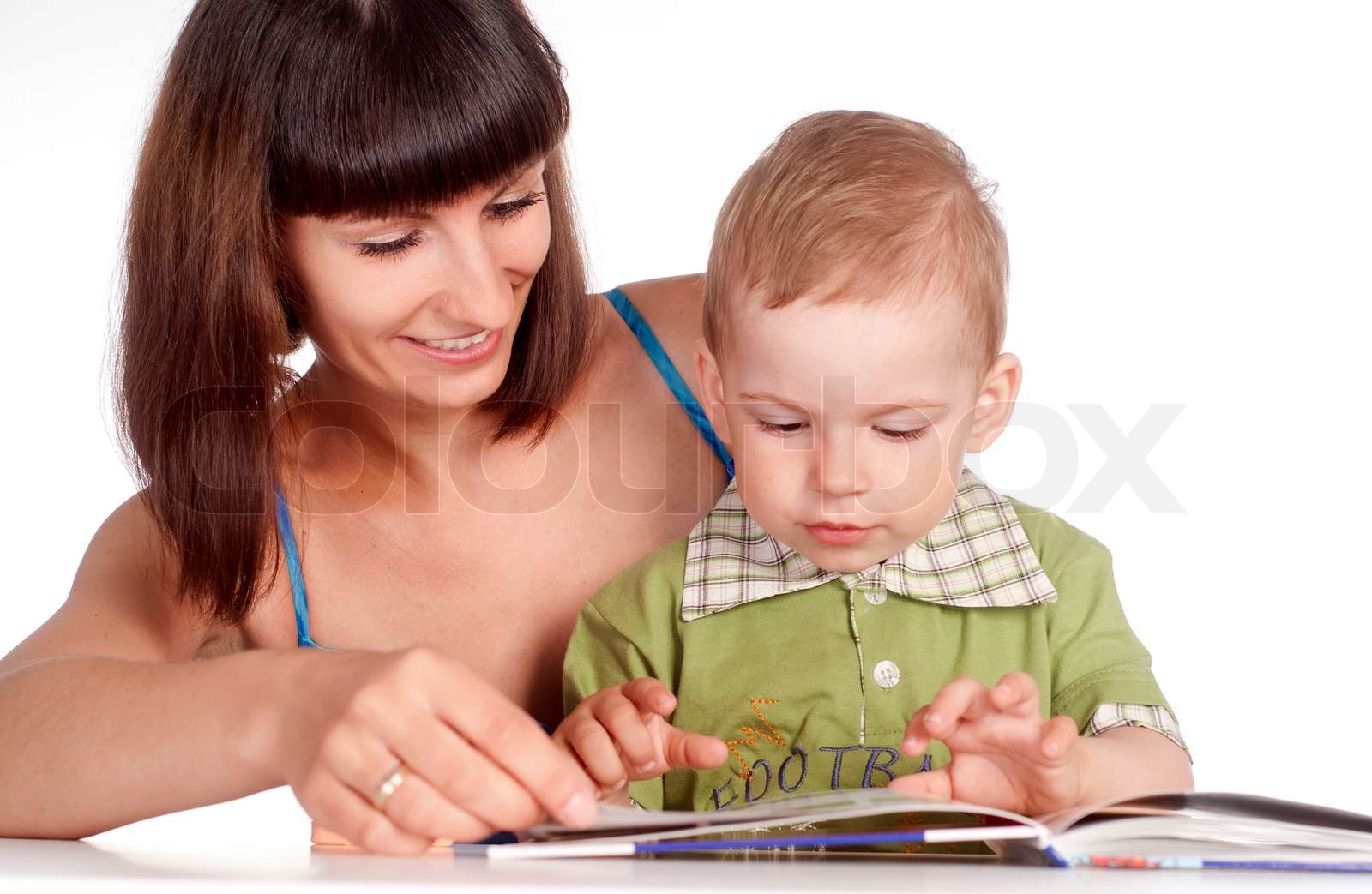 Mom Reads With Son Stock Image Colourbox