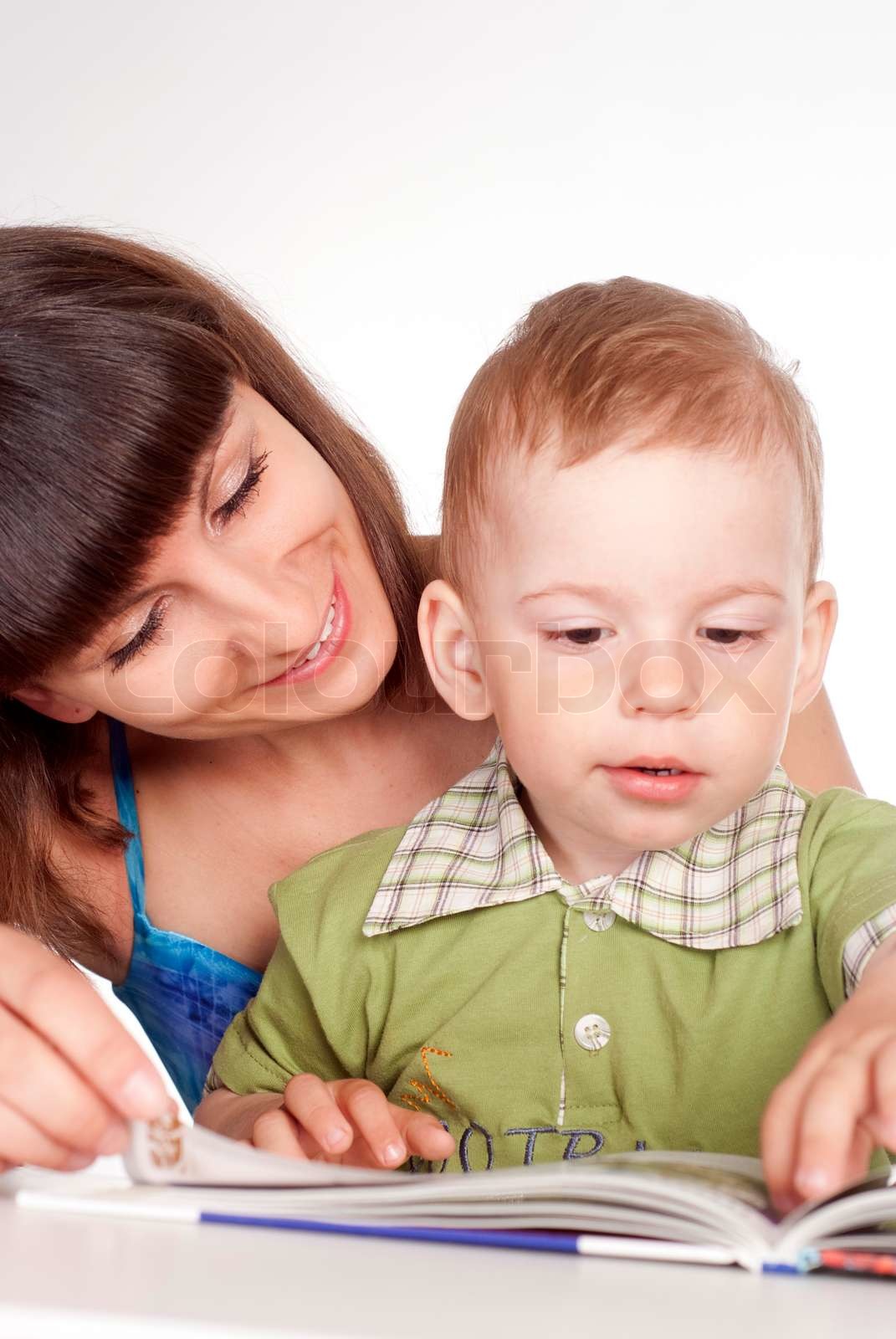 Mom And Son Reads Stock Image Colourbox