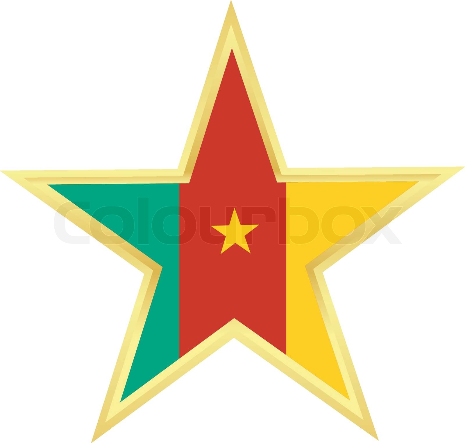 Gold star with a flag of Cameroon | Stock vector | Colourbox