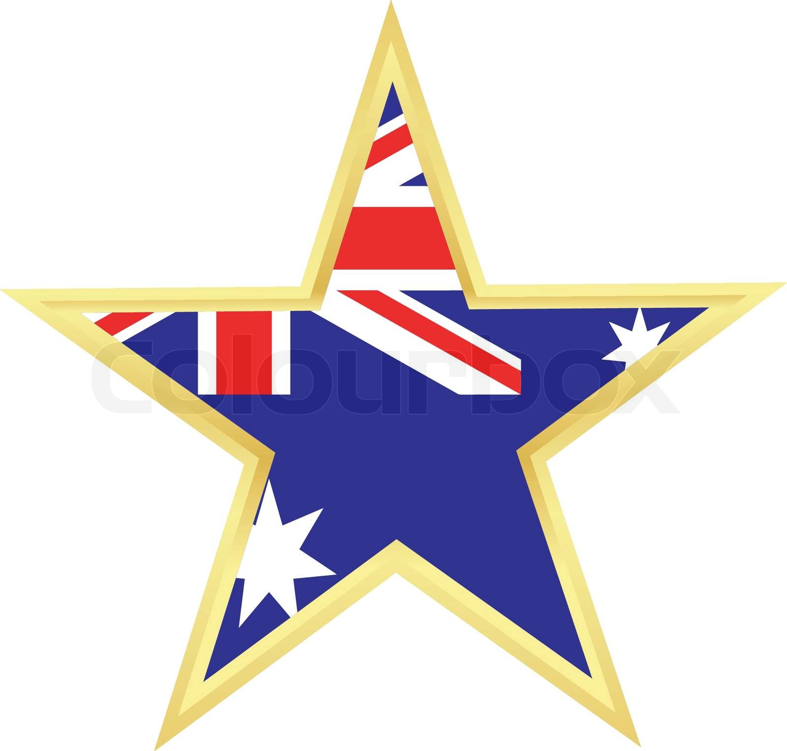 Gold star with a flag of Australia | Stock vector | Colourbox