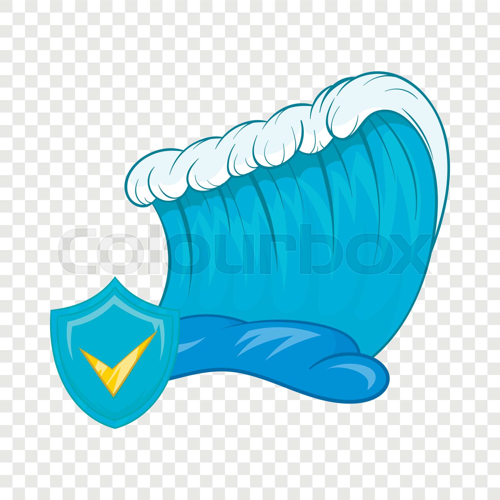 Blue tsunami wave icon in cartoon style | Stock vector | Colourbox
