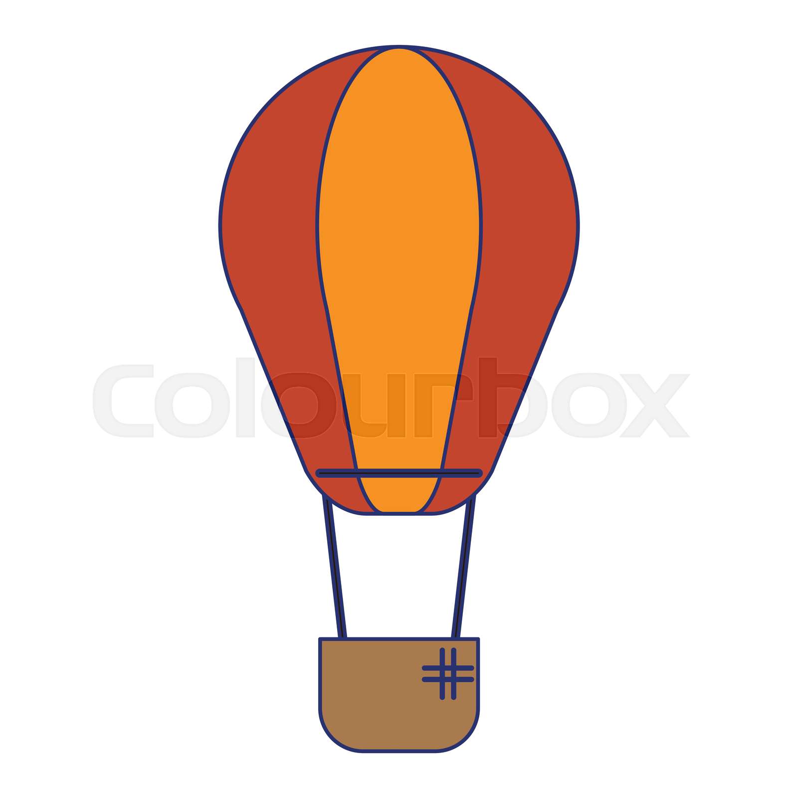 Hot air balloon symbol blue lines | Stock vector | Colourbox