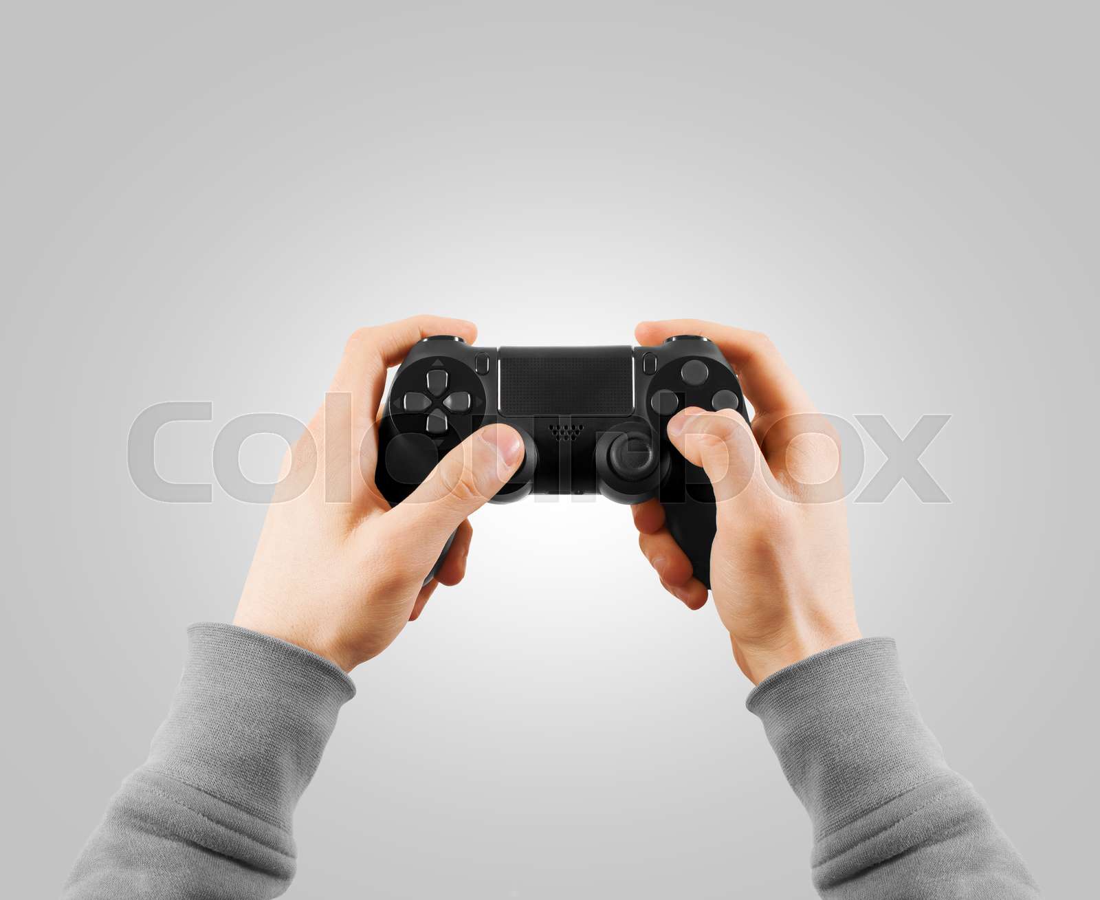 Hand hold new joystick isolated. Gamer play game with gamepad co ...