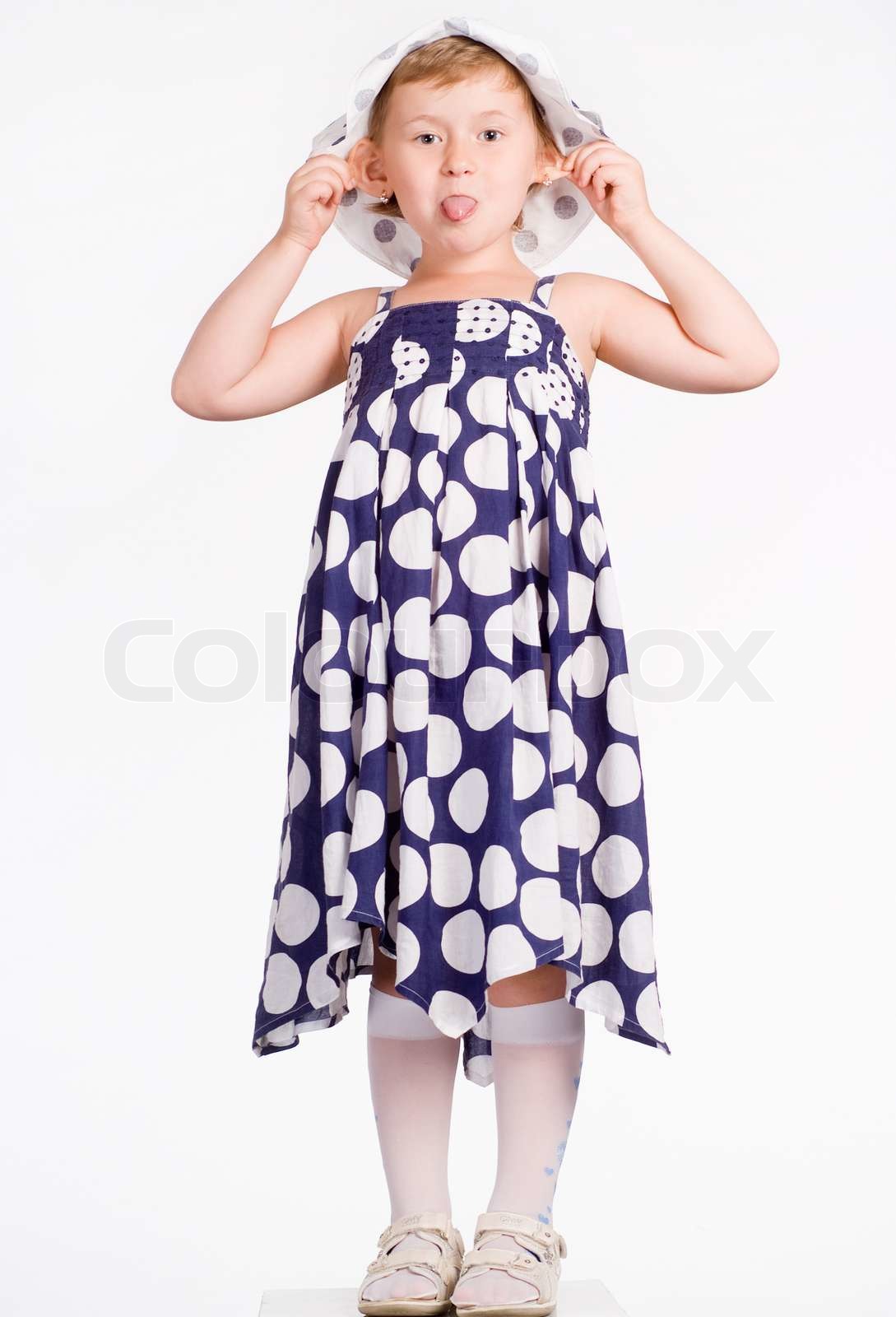 Beautiful Cute Little Girl Child Standing Silently In