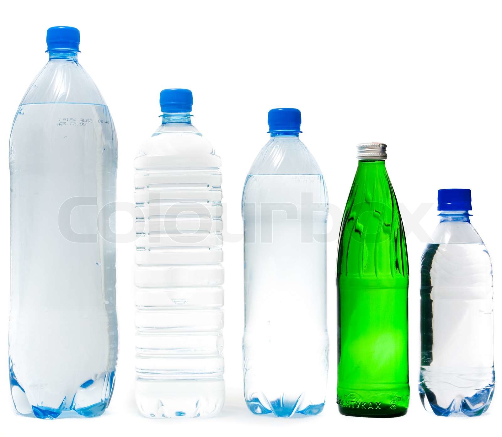 Five bottles of water | Stock image | Colourbox