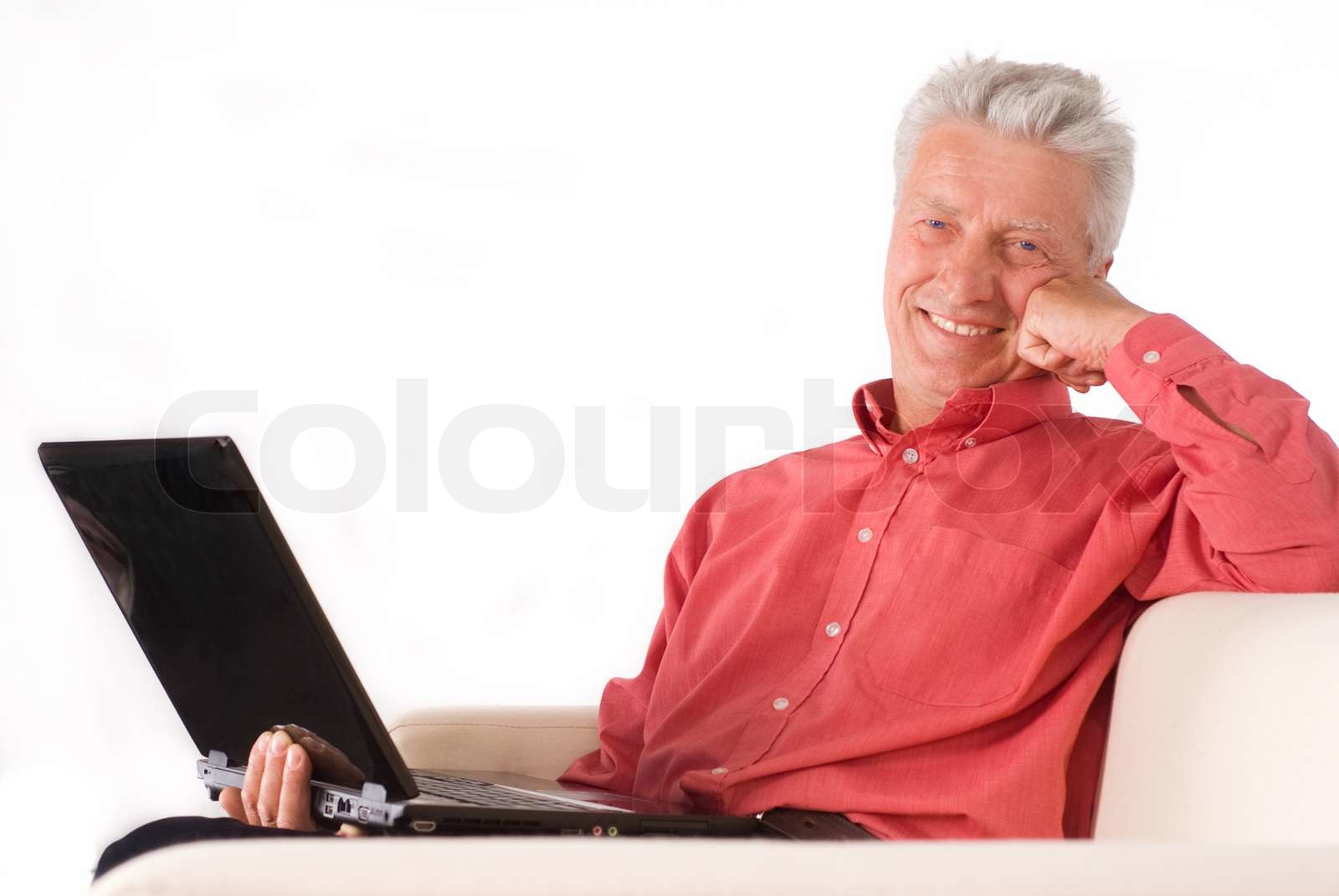 old man with computer | Stock image | Colourbox