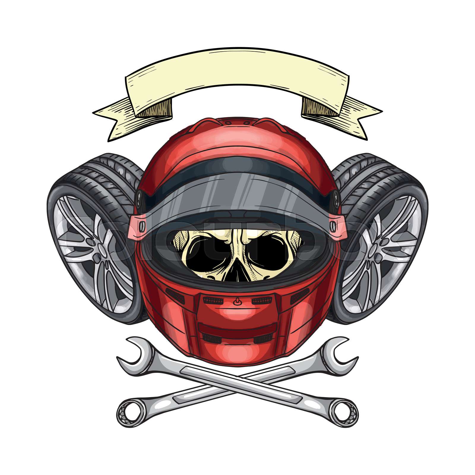 Racer skull with helmet | Stock vector | Colourbox