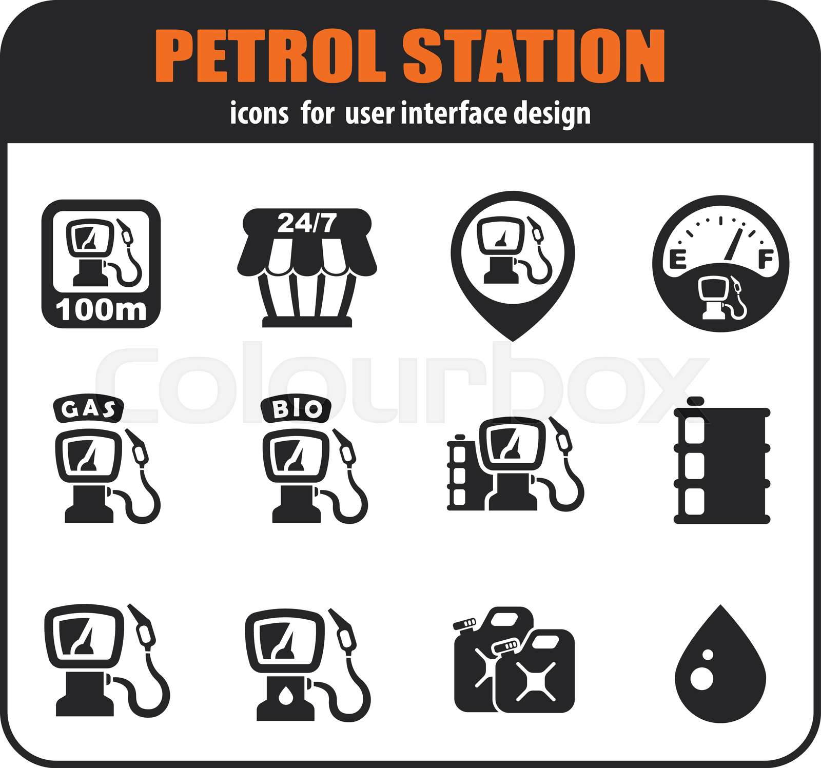 Petrol station icons set | Stock vector | Colourbox