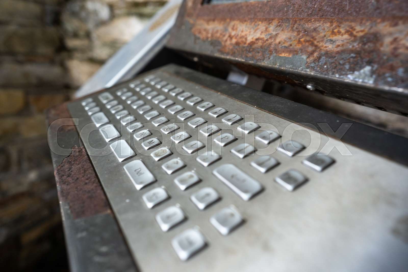 Very old computer, rusty keyboard with monitor | Stock image | Colourbox