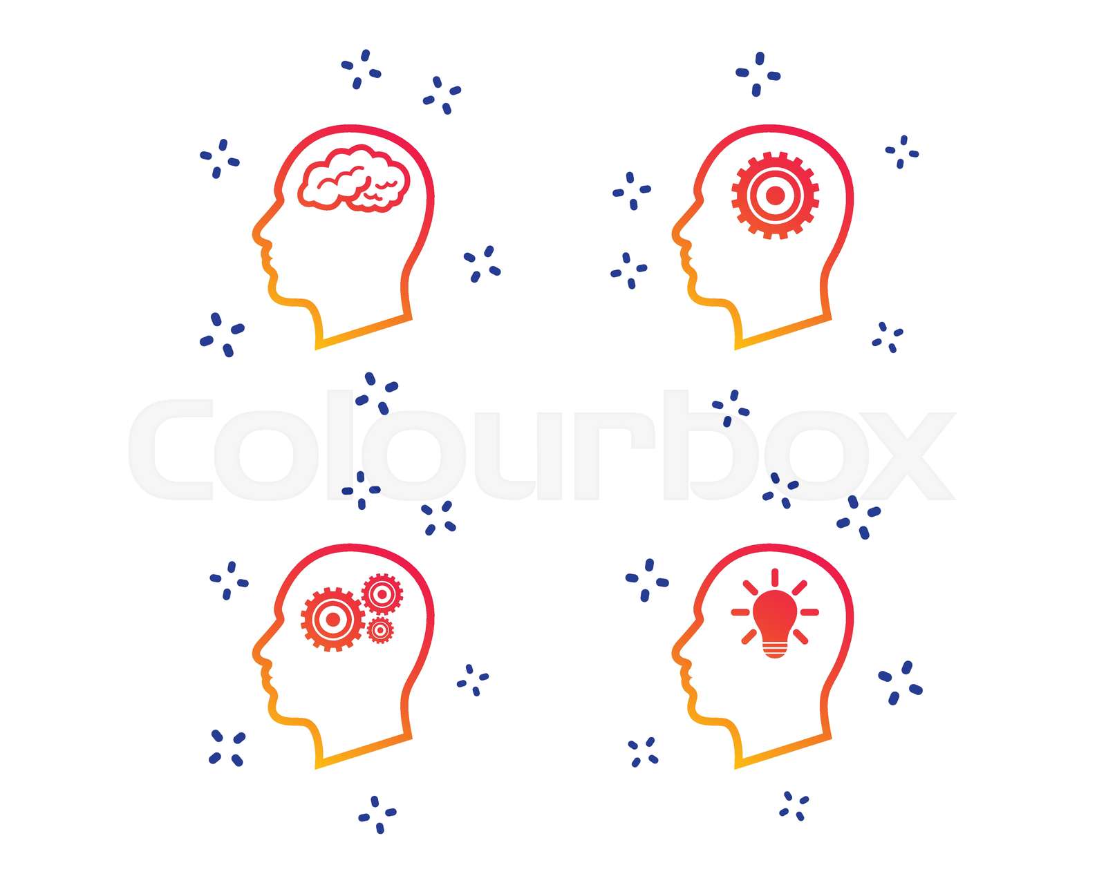 Head with brain icon. Male human symbols. Vector | Stock vector | Colourbox