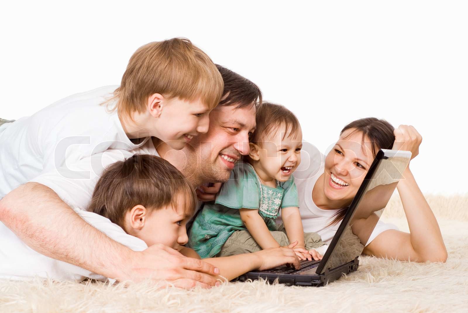 family with computer | Stock image | Colourbox