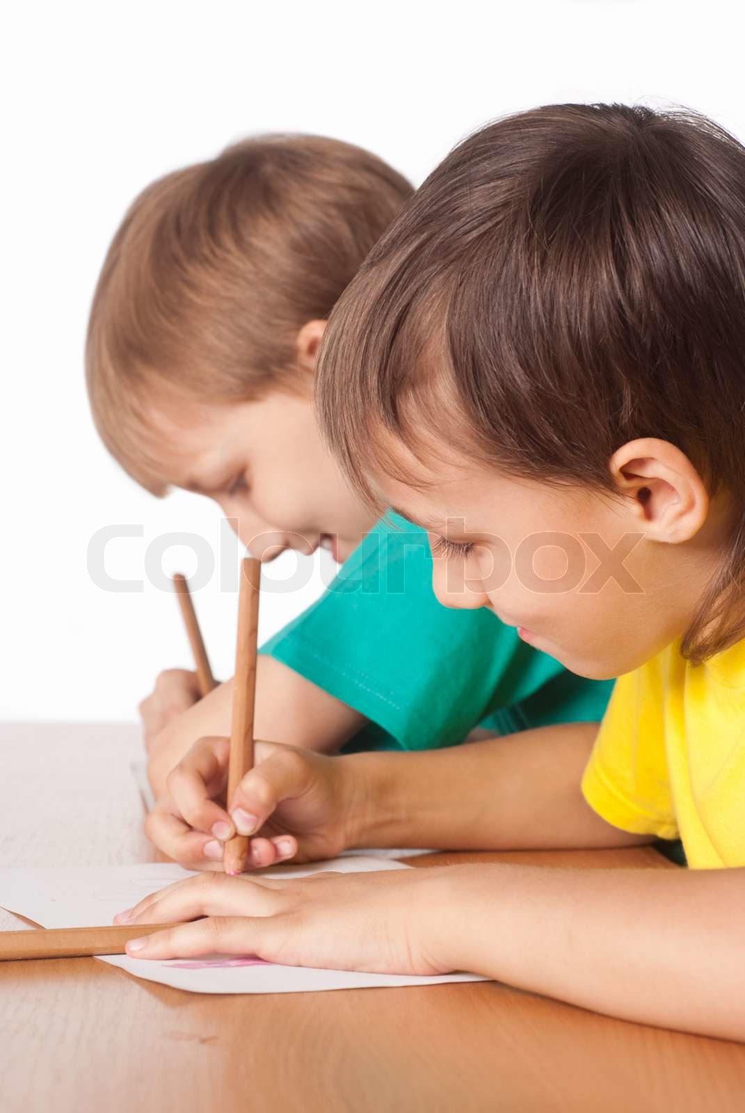 two boys drawing | Stock image | Colourbox