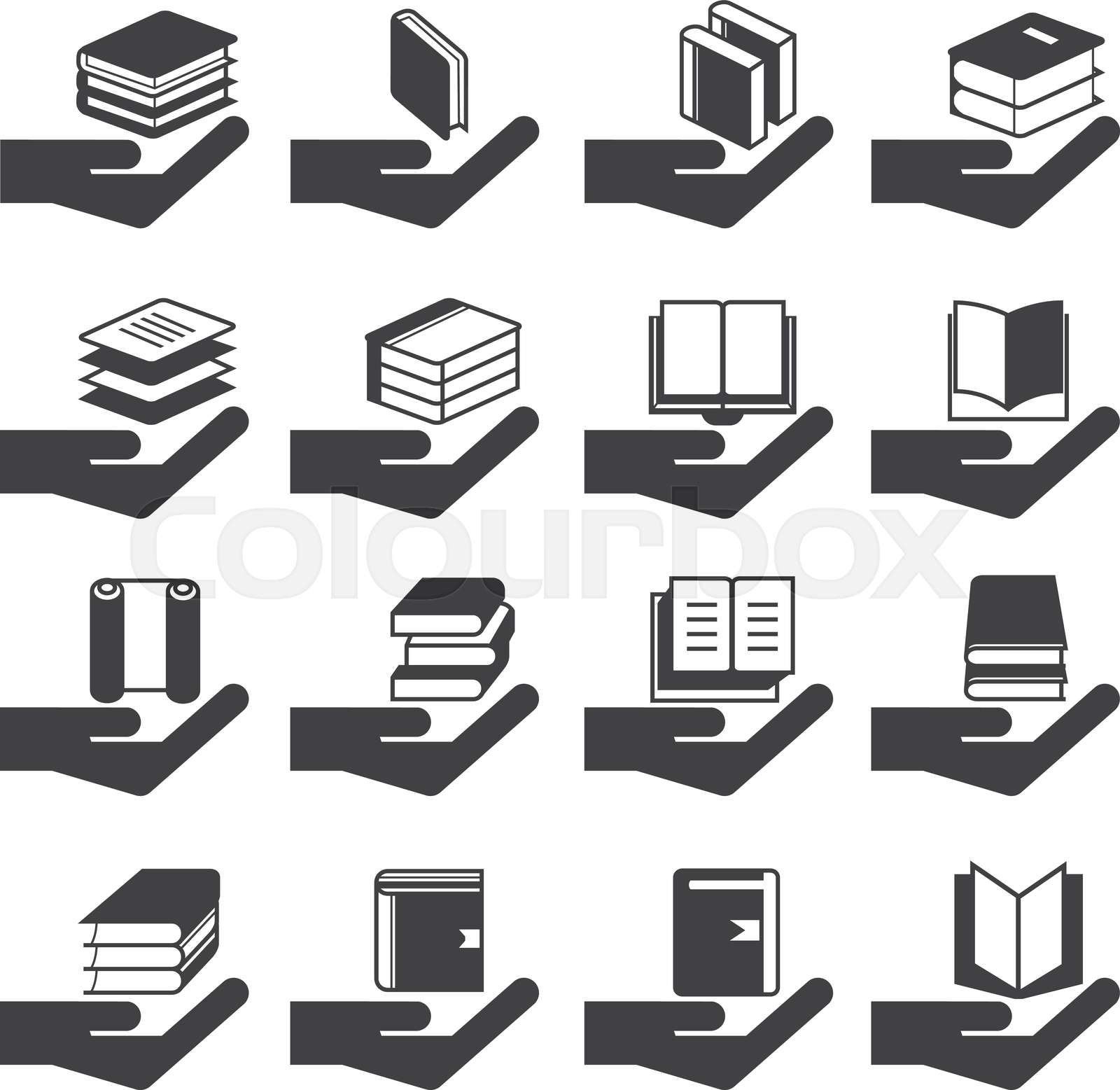 hand holding book icons | Stock vector | Colourbox