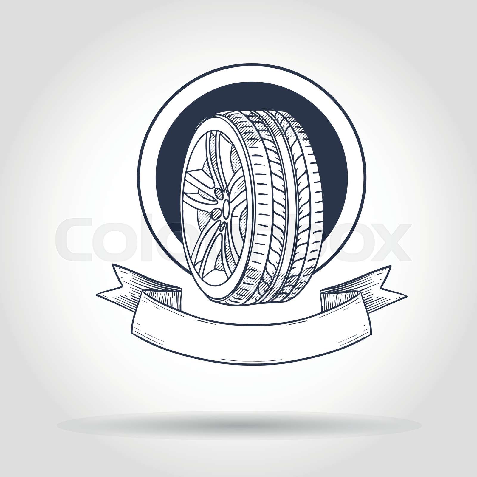 Hand drawn sketch, racer wheel icon | Stock vector | Colourbox