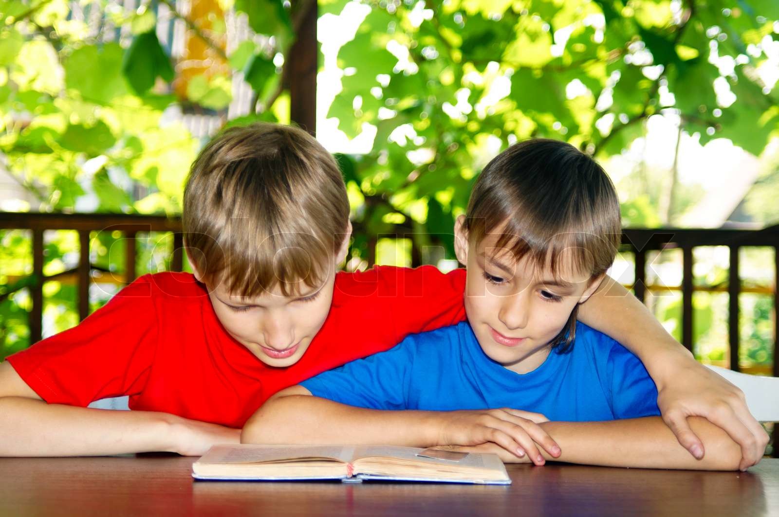 two boys reading | Stock image | Colourbox