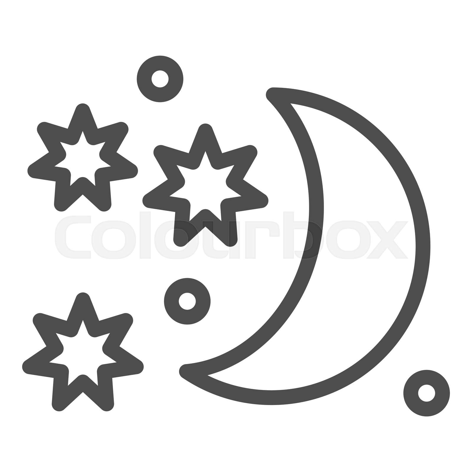 Moon and stars line icon. Night sky vector illustration isolated on ...
