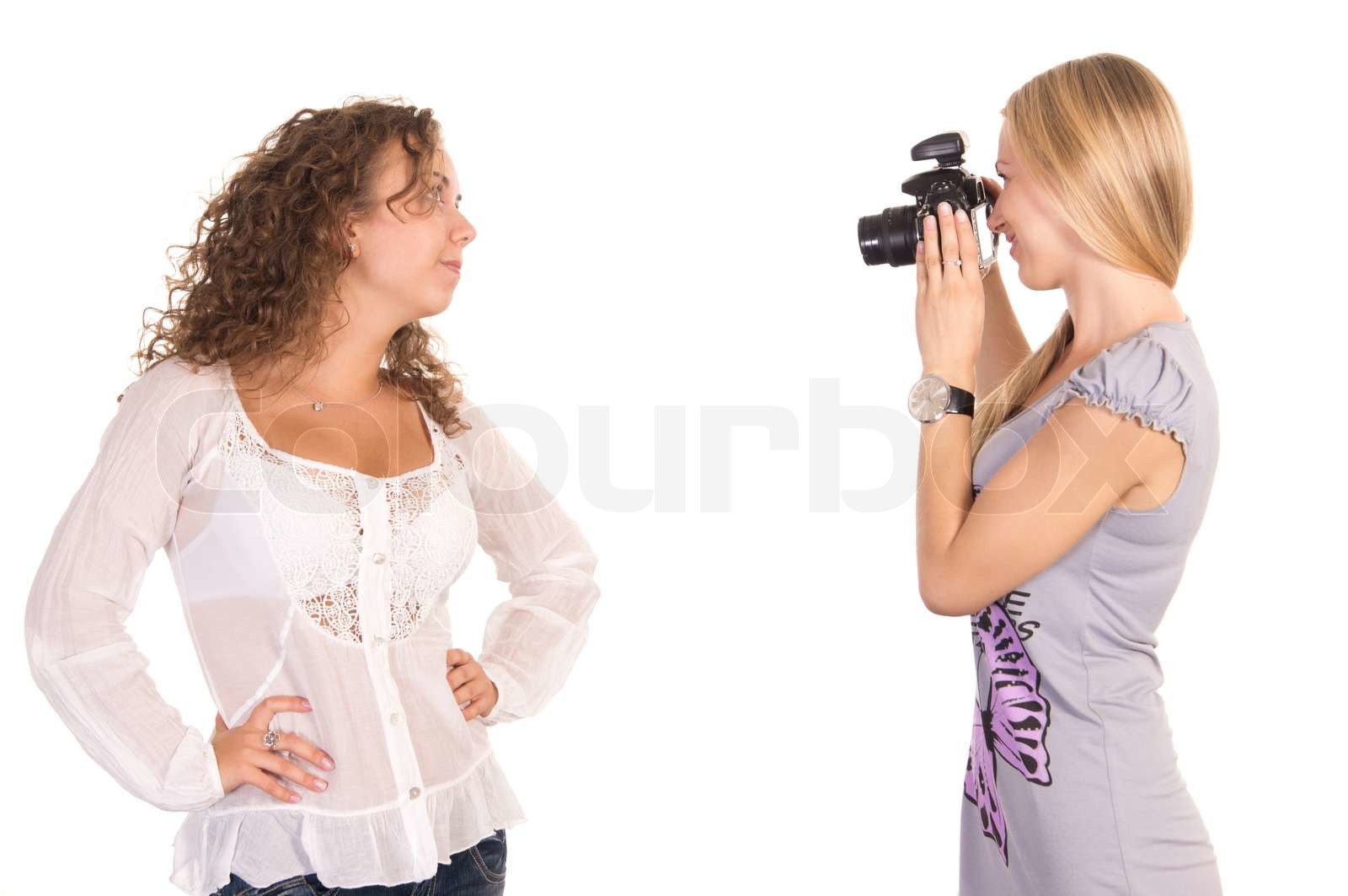 to piger at tage billeder | Stock foto | Colourbox