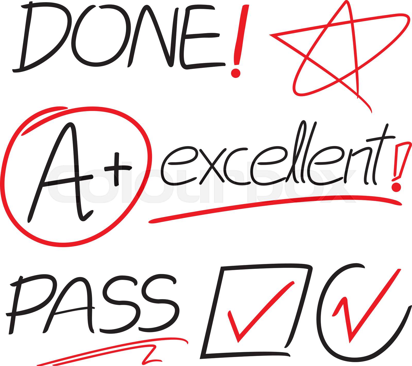 exam symbol, tick, grade | Stock vector | Colourbox