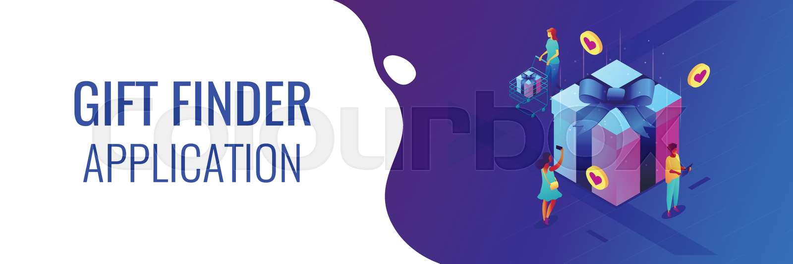 Choosing gift idea isometric 3D banner header. | Stock vector | Colourbox