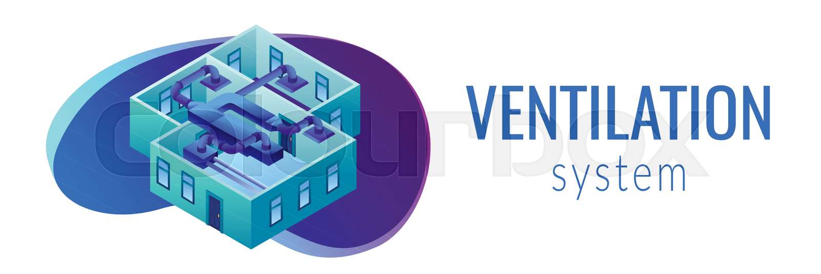Ventilation system isometric 3D banner header. | Stock vector | Colourbox