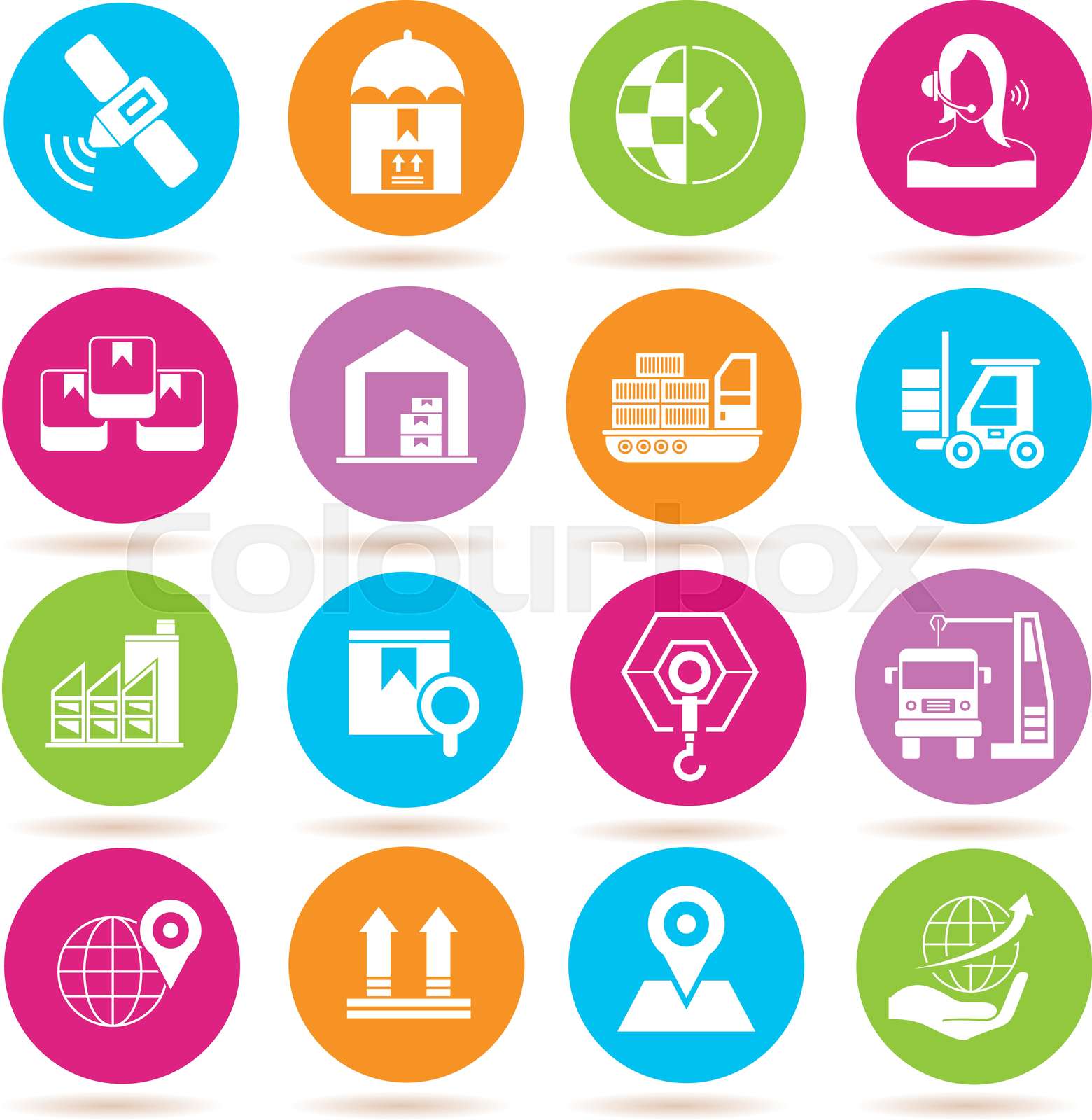 shipping and logistics icons in circle buttons | Stock vector | Colourbox