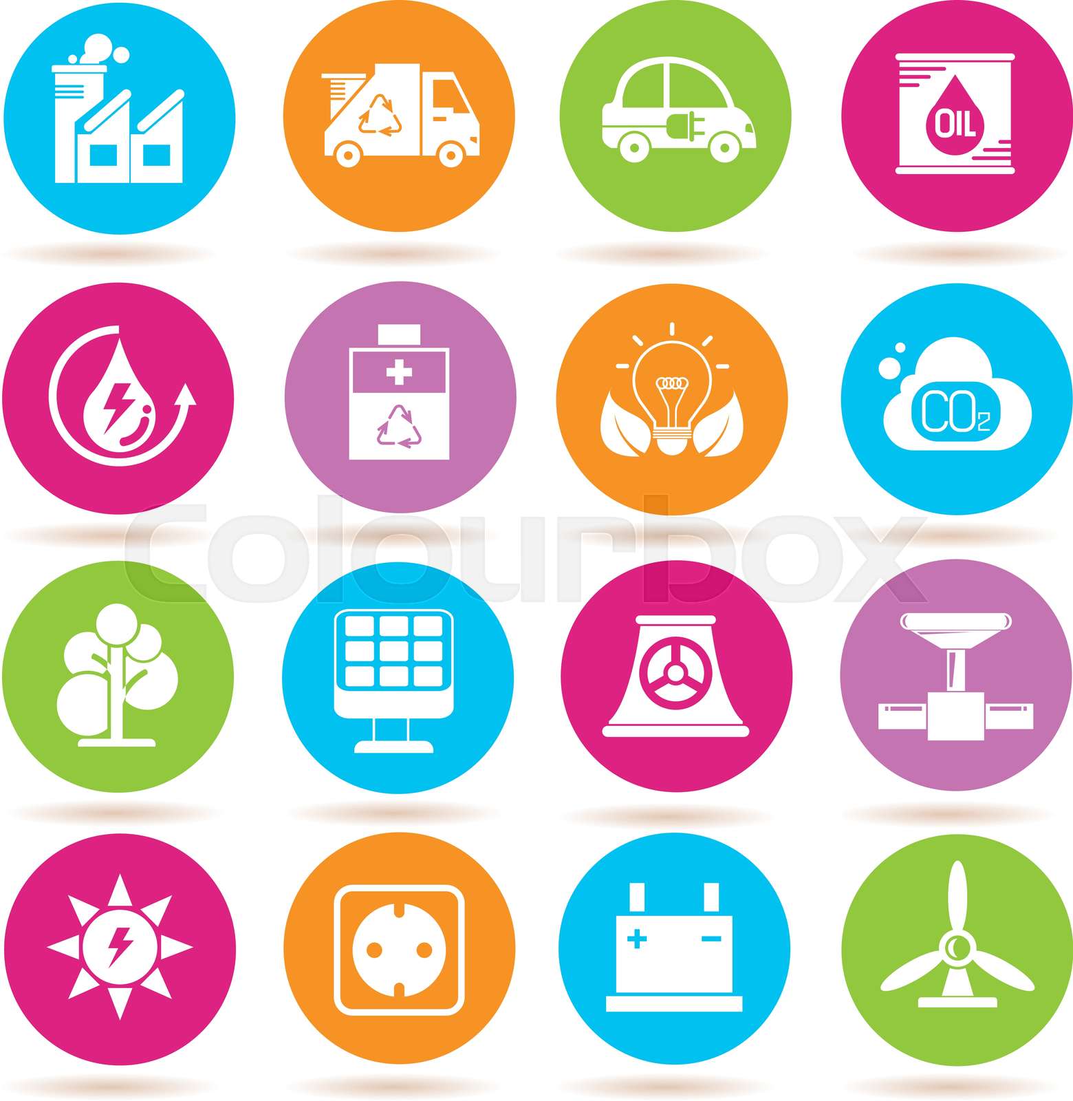 waste management icons in circle buttons | Stock vector | Colourbox