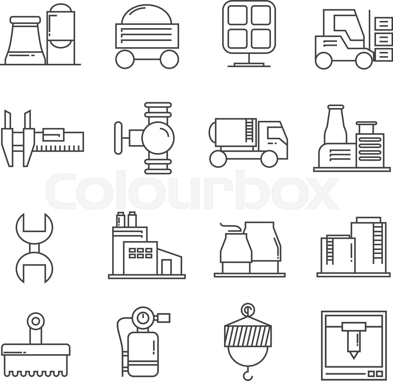 industry line icons set | Stock vector | Colourbox