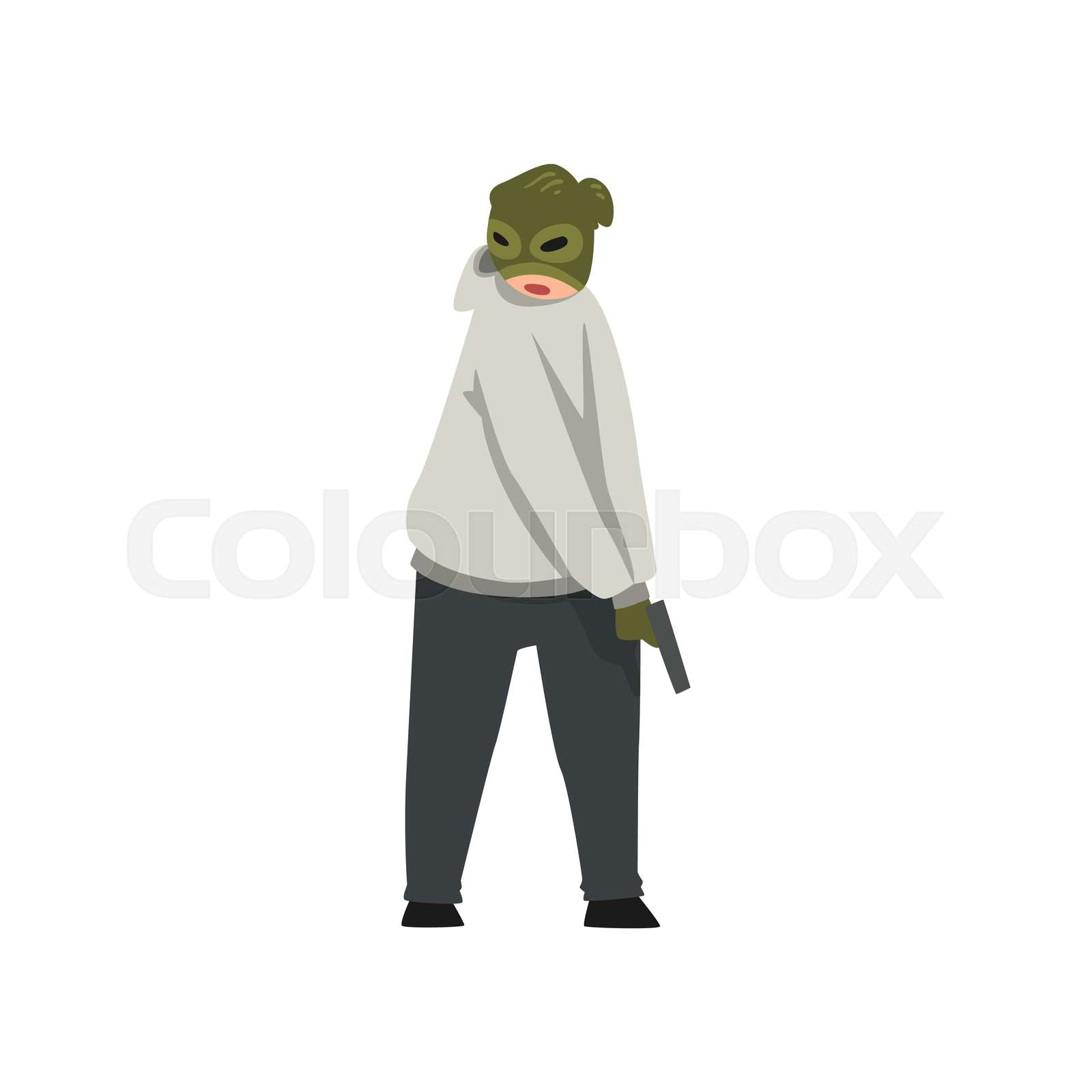 Masked Criminal Robber or Thief with Gun Vector Illustration | Stock ...