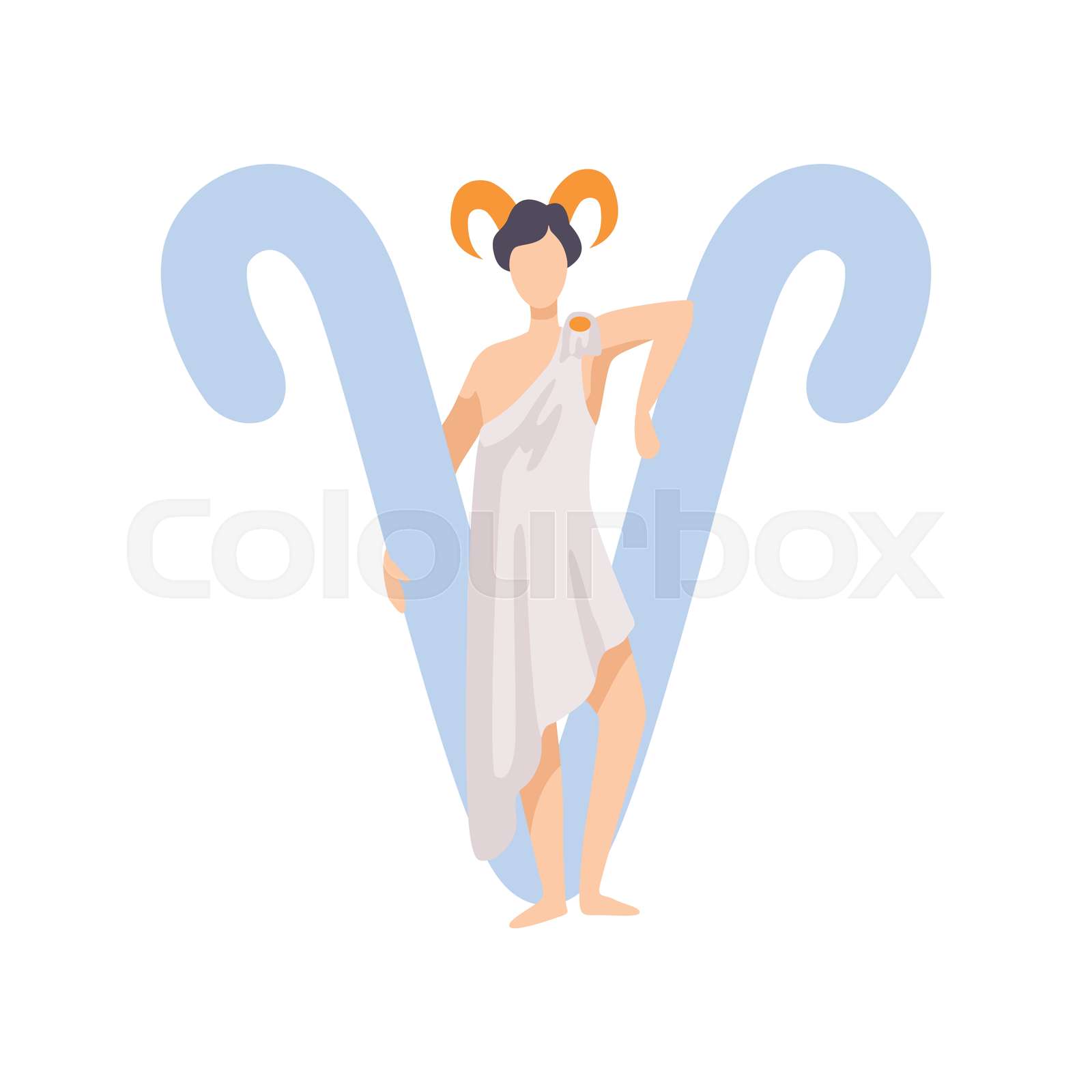 Aries Zodiac Sign, Young Man Wearing Clothes in Style of Ancient Greece ...