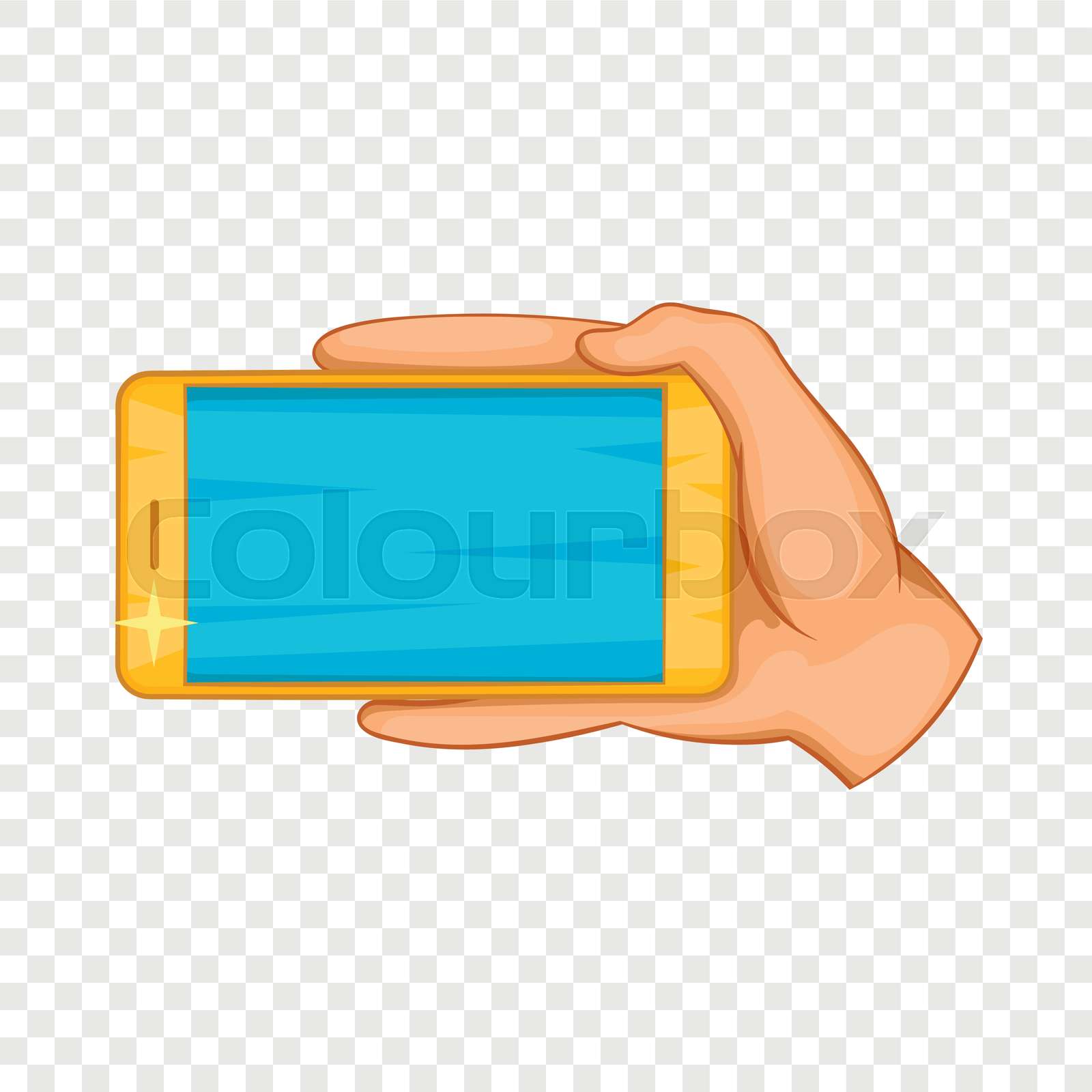 Hand with mobile phone icon, cartoon style | Stock vector | Colourbox
