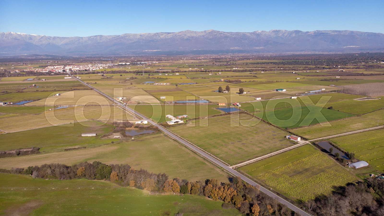 Aerial view of harvest fields | Stock image | Colourbox