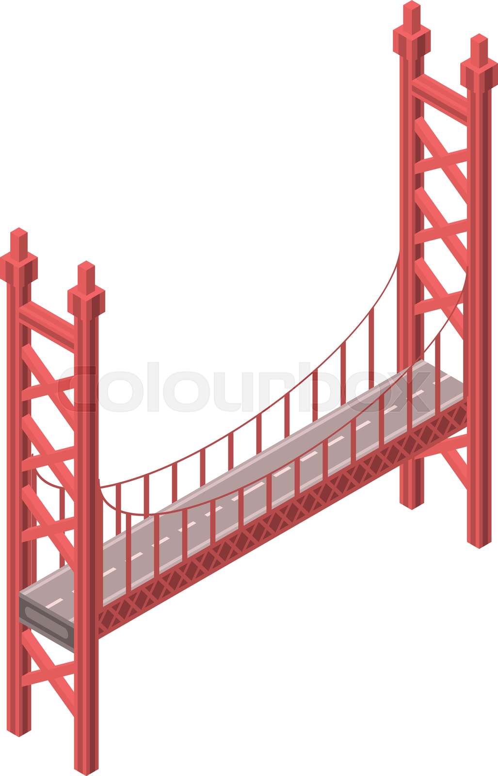 Red bridge icon, isometric style | Stock vector | Colourbox