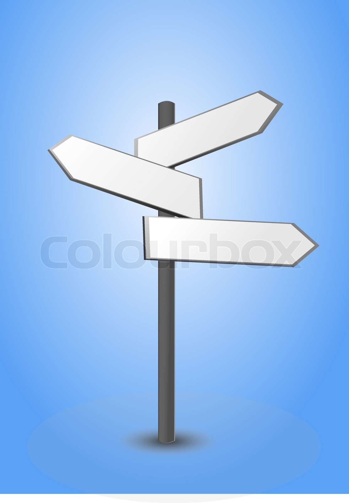 Schild , in drei Teilen , zeigt die Richtung | Stock-Vektor | Colourbox