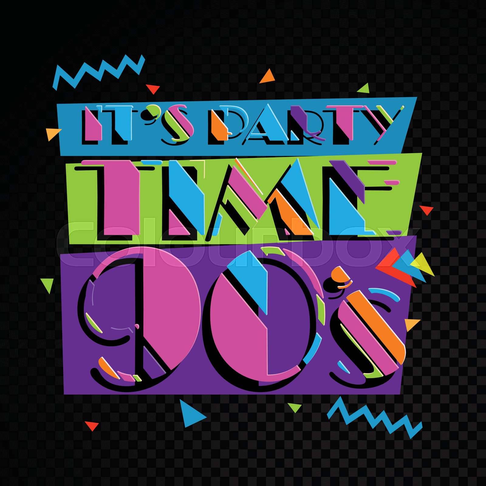 Party time The 90s style label. Vector illustration. | Stock vector ...