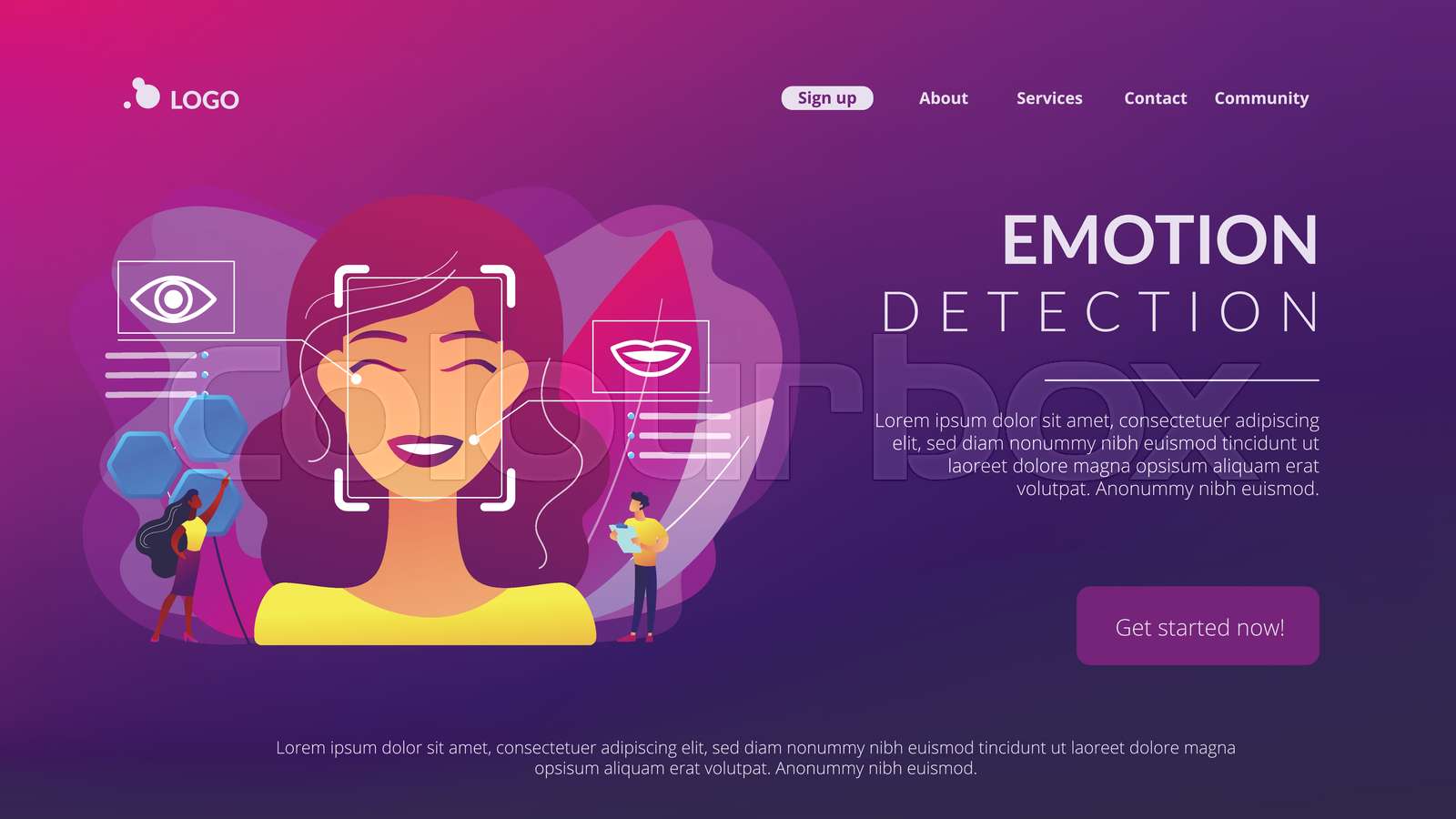 Emotion detection concept landing page. | Stock vector | Colourbox