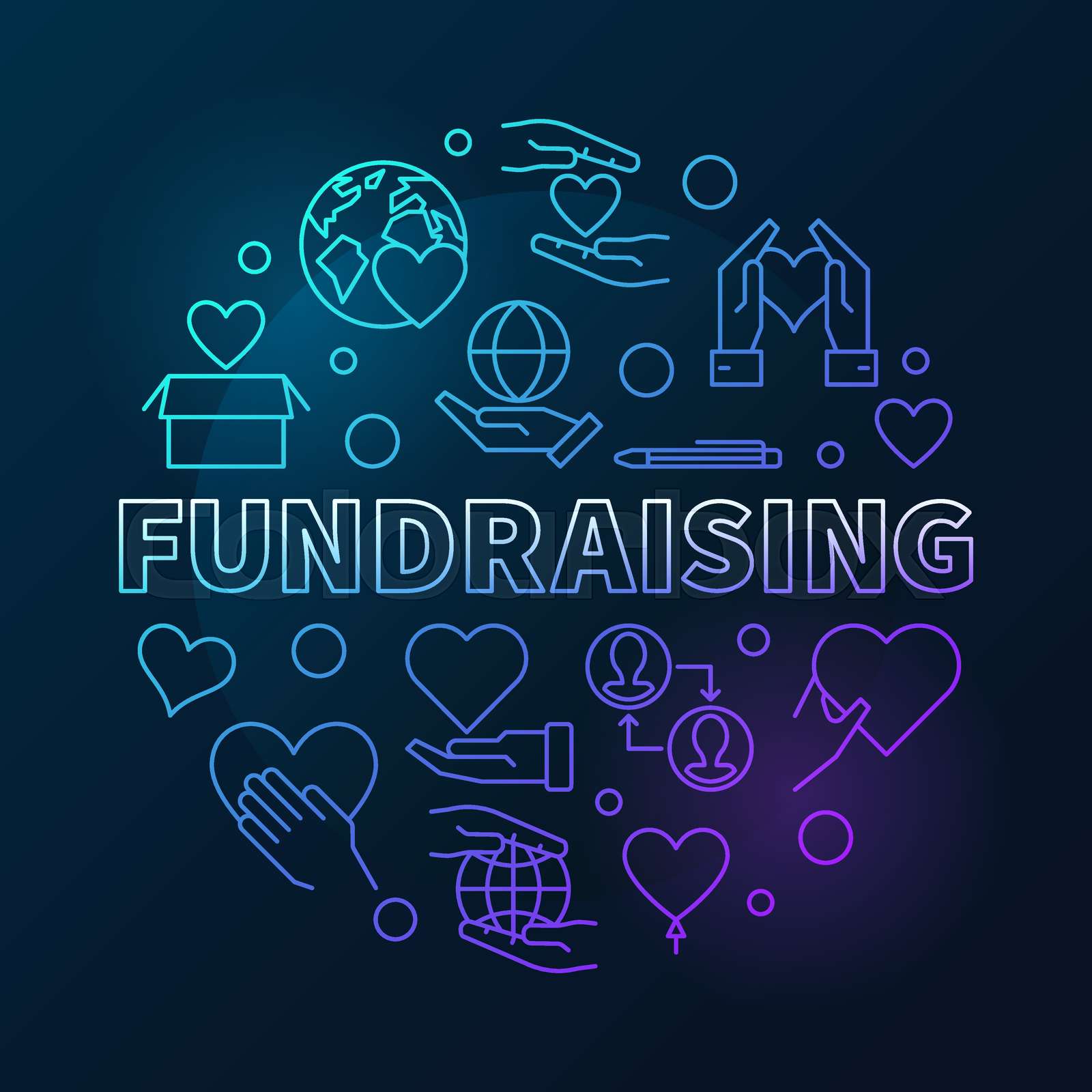 Fundraising round vector modern illustration in outline style | Stock ...