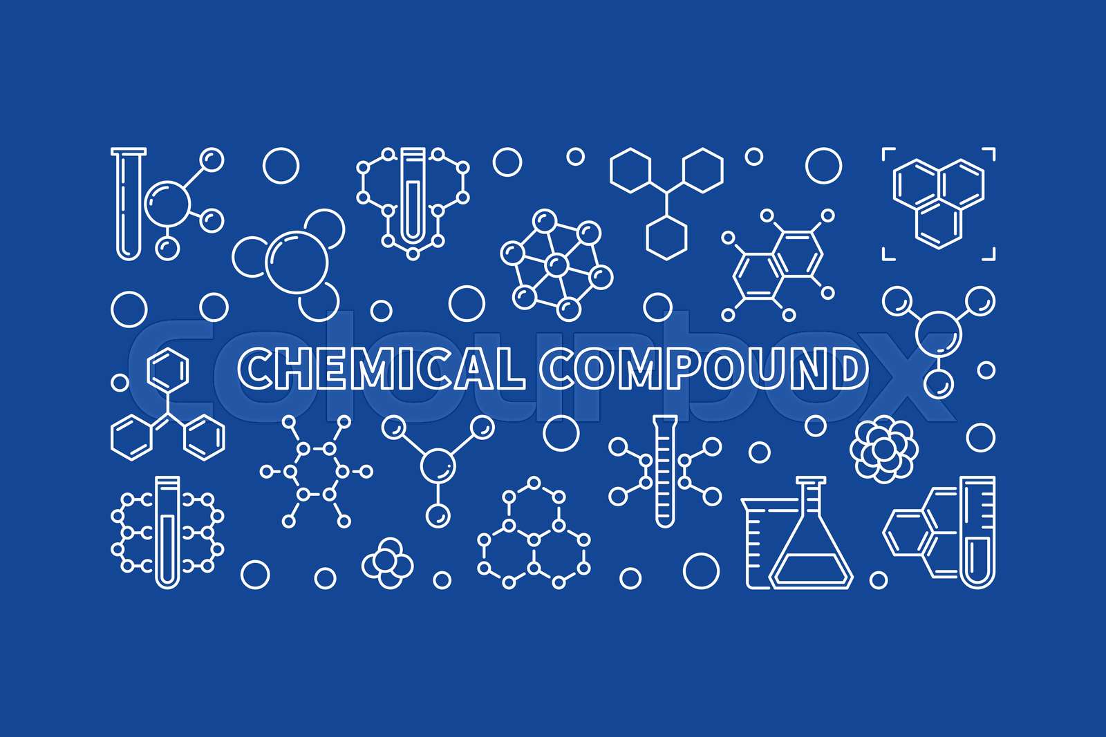 Chemical Compound vector horizontal outline illustration | Stock vector ...