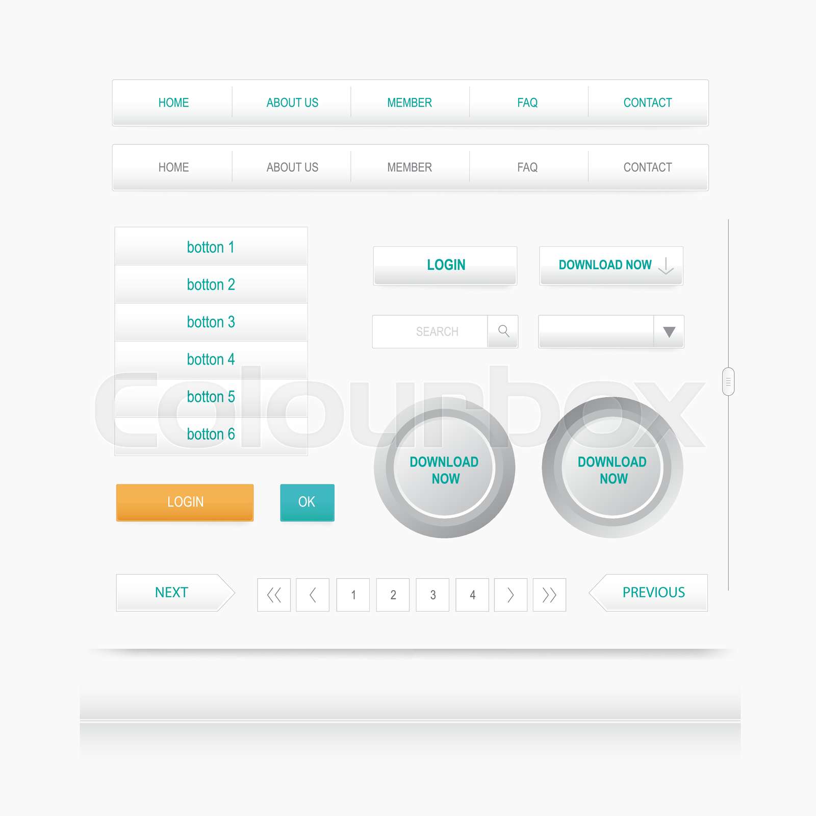 Set Web Elements Site Navigation Menu Button Design Template Stock 1369