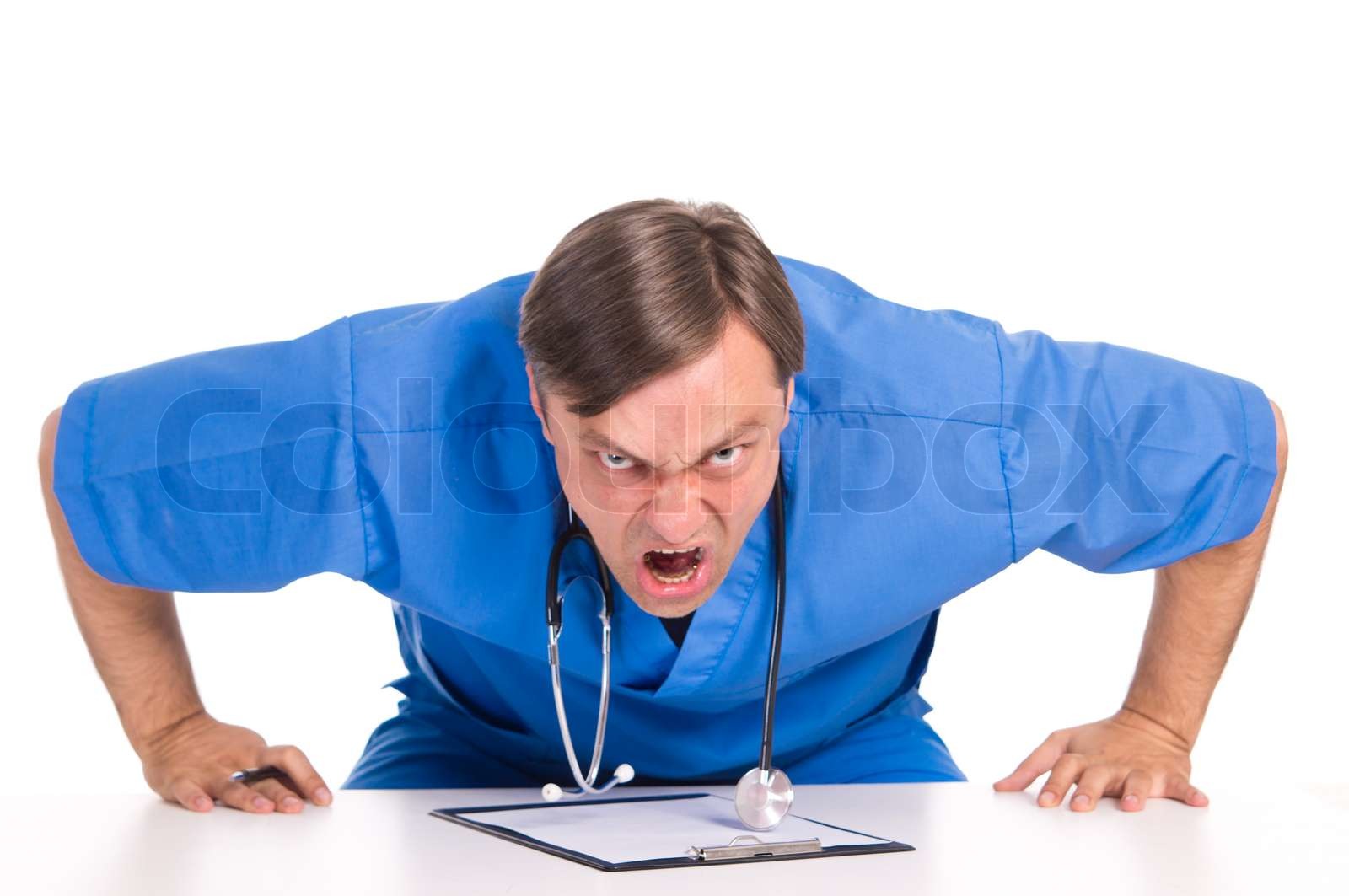 angry doctor portrait | Stock image | Colourbox