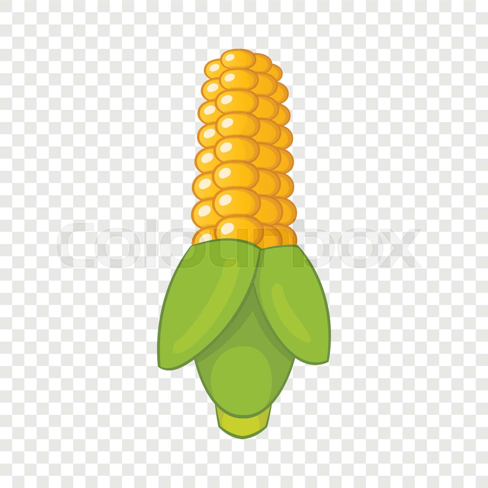 Ear of corn with green leaves icon, cartoon style | Stock vector ...