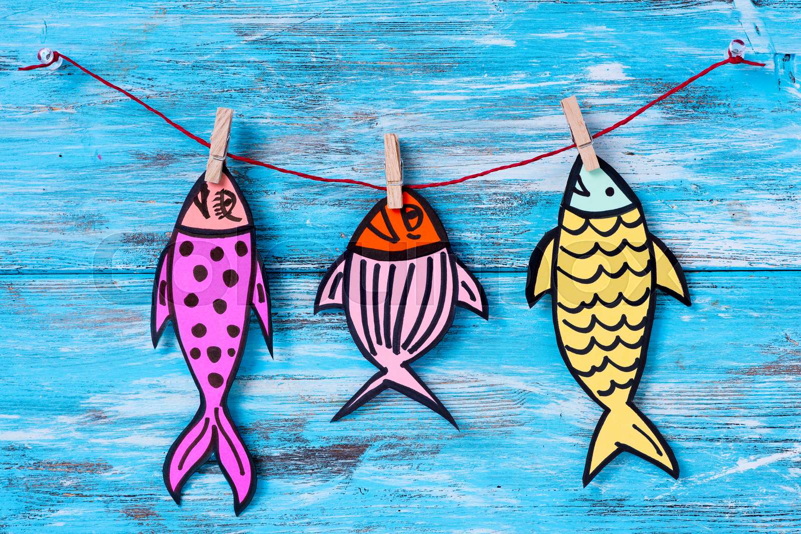 paper fishes for april fools day | Stock image | Colourbox