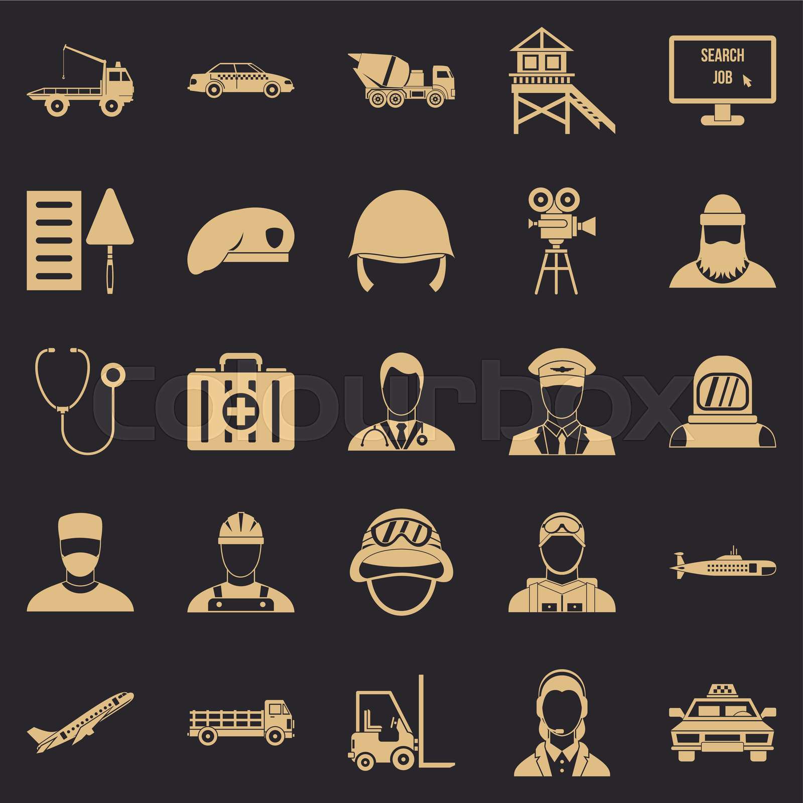 arbeit, stunden, icons | Stock-Vektor | Colourbox