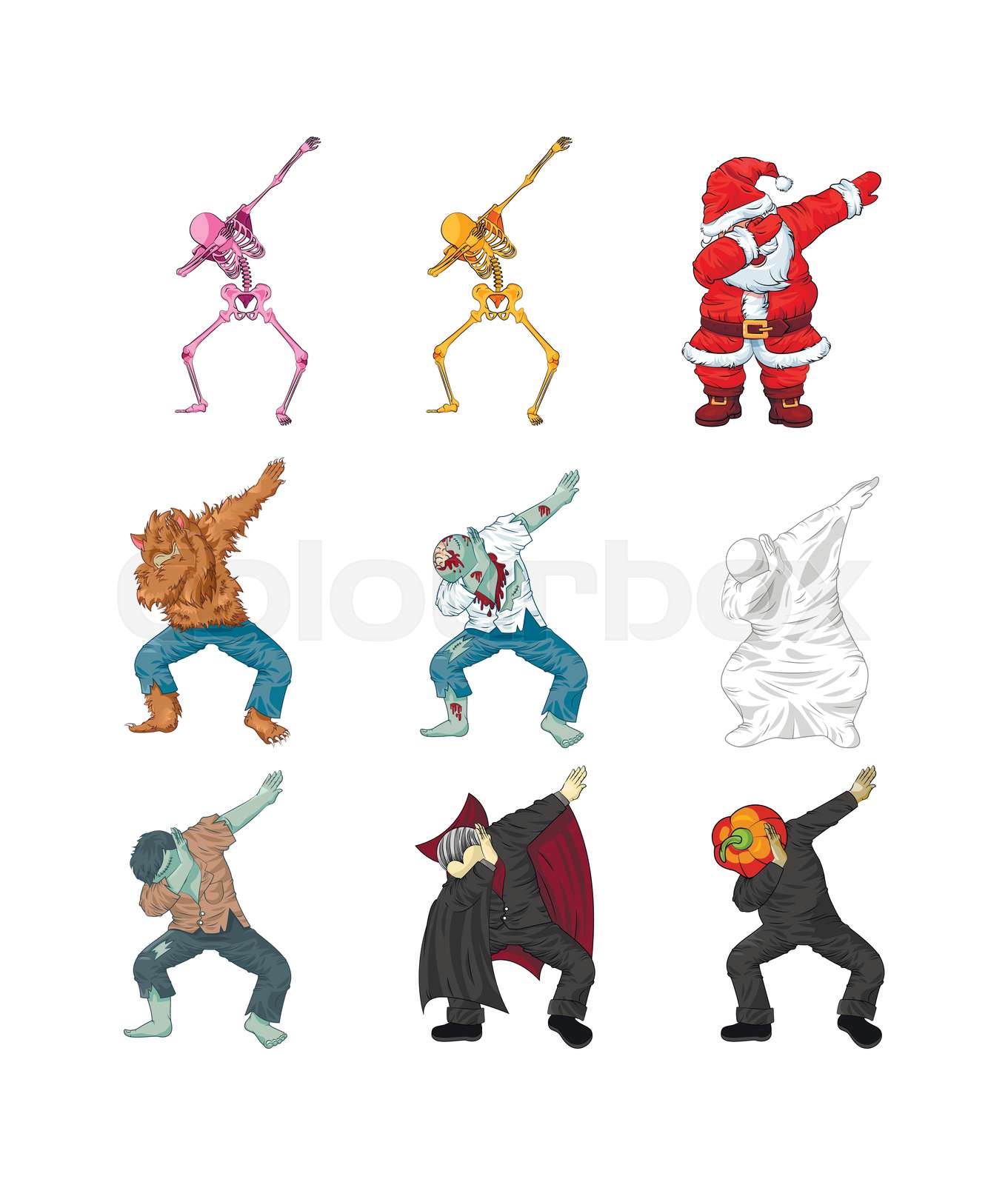 monsters dancing dab step | Stock vector | Colourbox