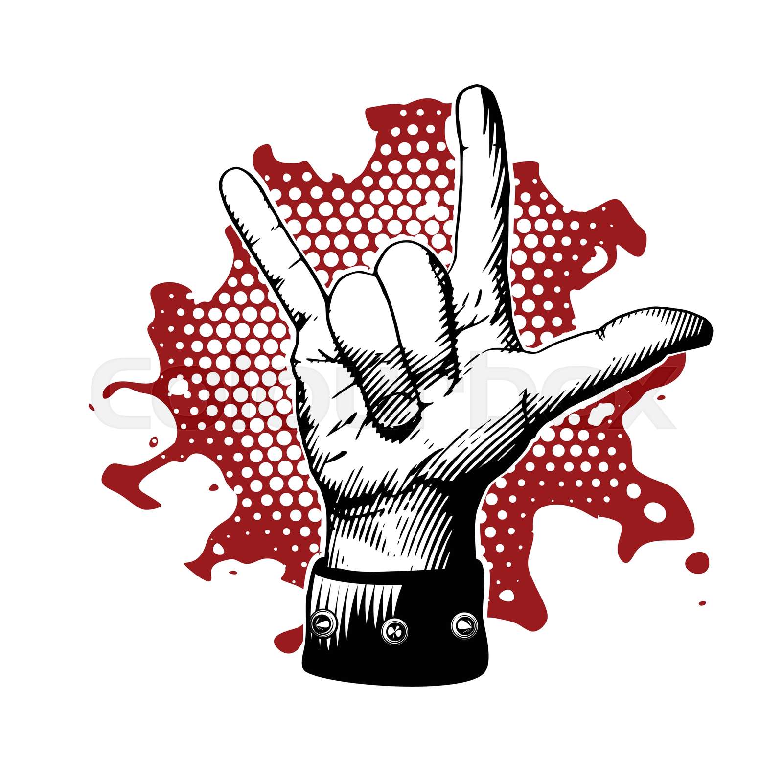 Rock and Roll, metal devil horns gesture. | Stock vector | Colourbox